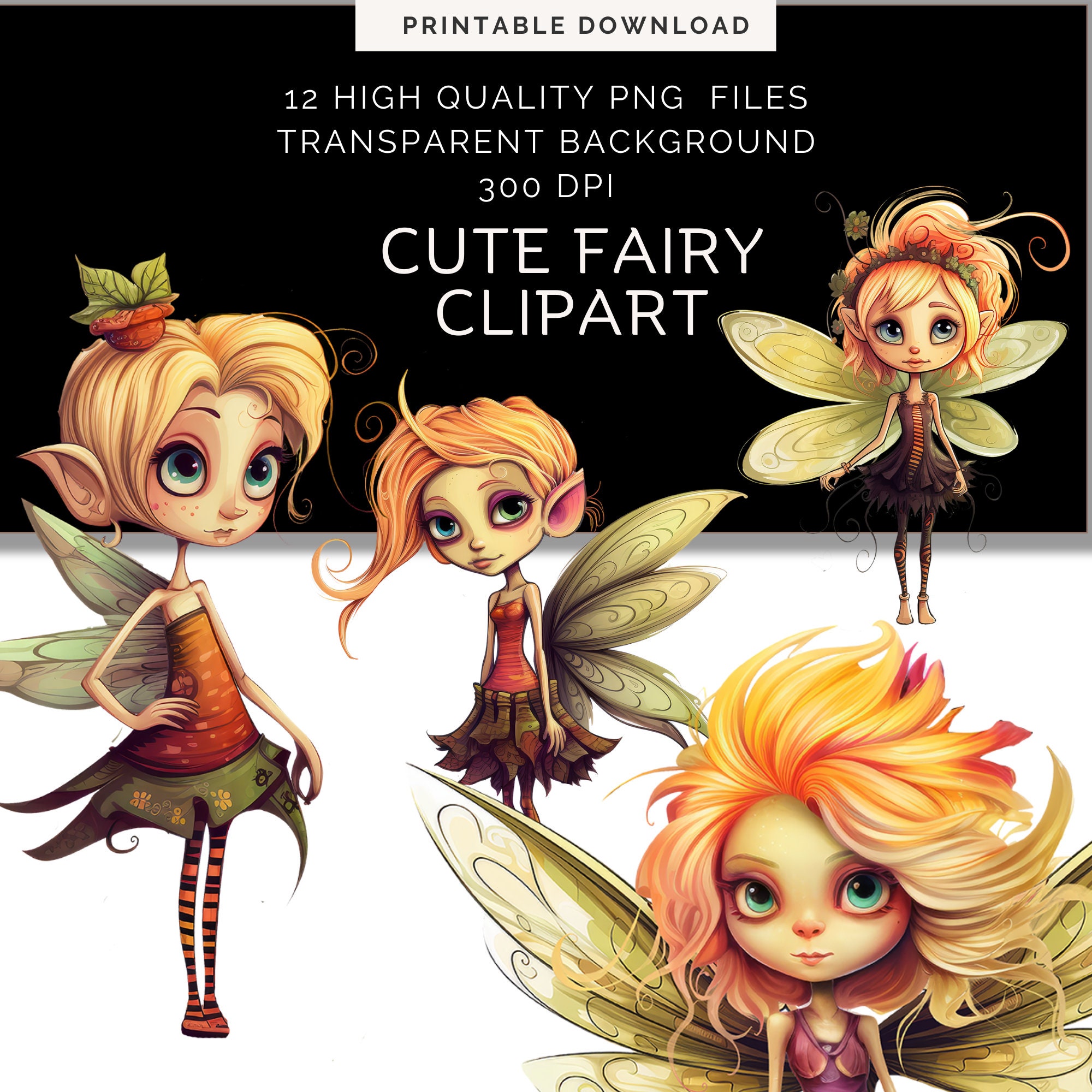 Cute Fairy Clip Art Digital Download Watercolour Fairy commercial Use ...