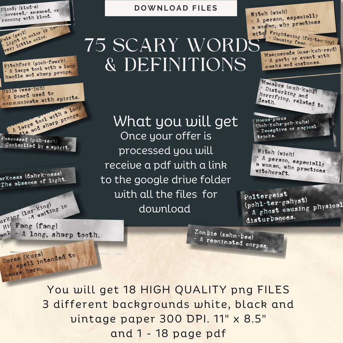 Halloween Phrases | Spooky Junk Journal Words | Digital Words ...