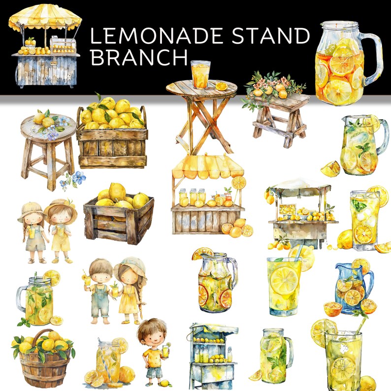 Lemonade Stand Clipart Instant Download 10 High Quality Jpeg and Png ...
