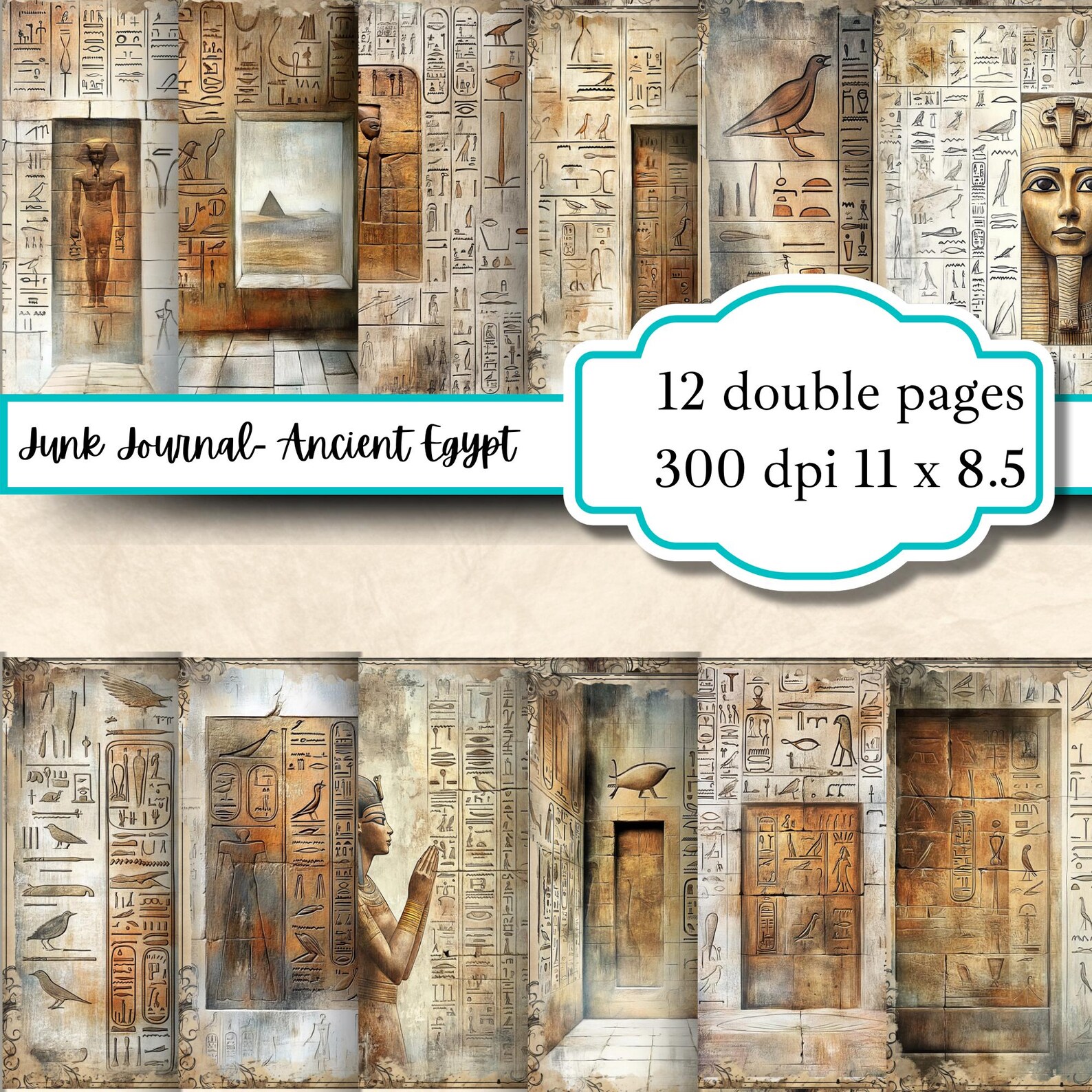 Ancient Egypt Junk Journal Pages, Vintage Ephemera (digital Collage ...