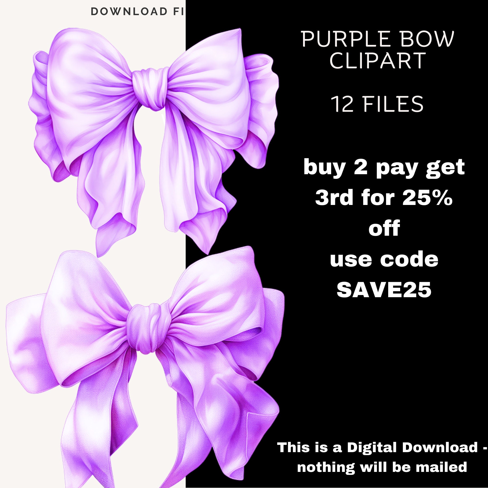 Watercolor Purple Bows lilac Clipart Bow Ribbon Bow Clip Art Gift ...
