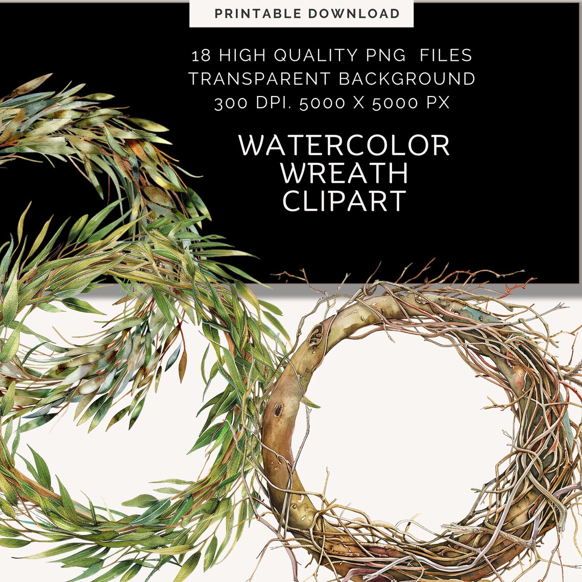 Wreath Clipart Floral Clipart Digital Clipart Commercial Use Wedding ...