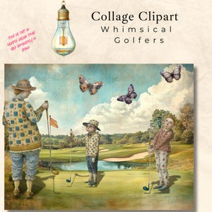 Whimsical Golfer Clipart, Quirky Golf, Watercolor PNG, Scrapbooking ...