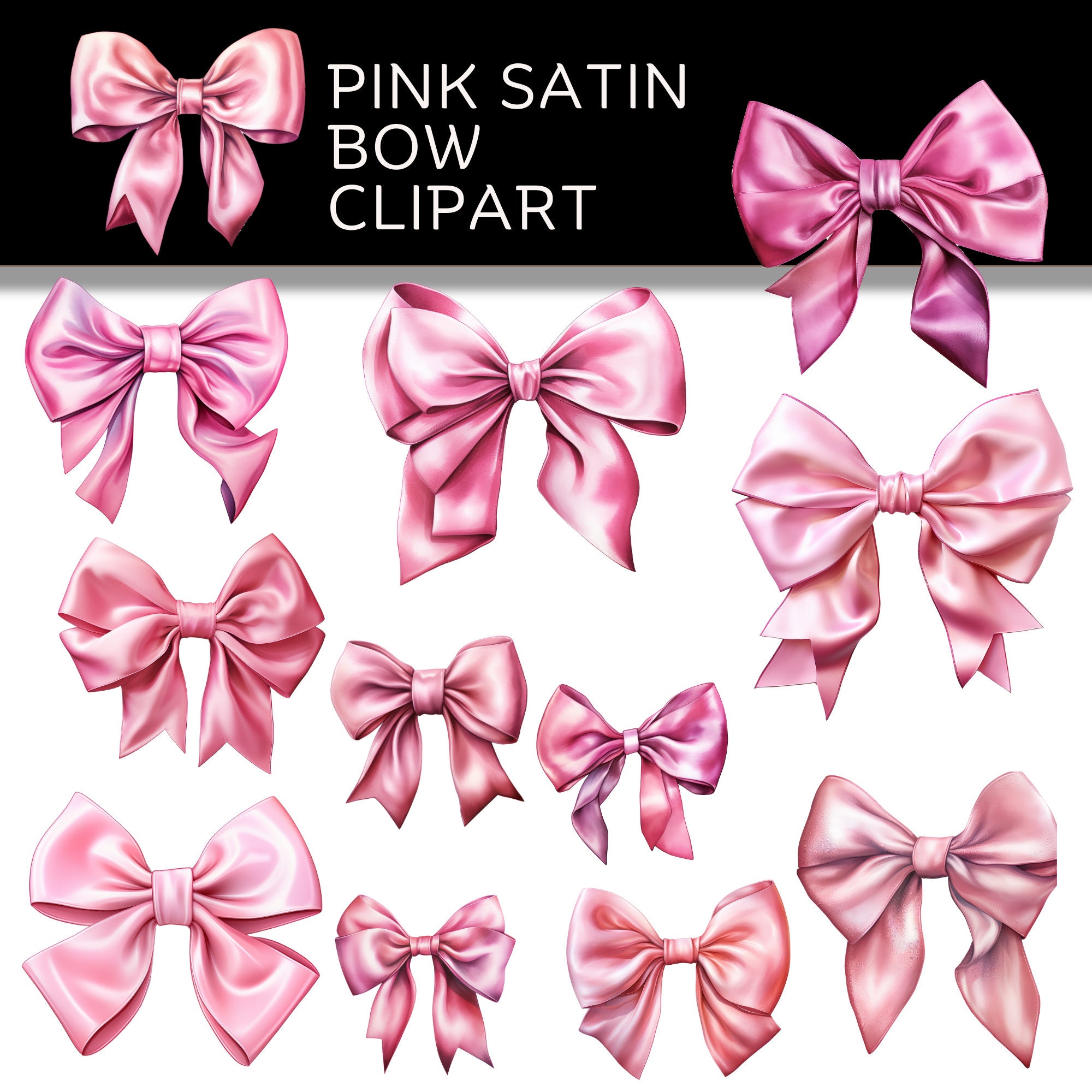 Watercolor Pink Bows Clipart Ribbon Bow Png Silk Bow Bow Frames Clipart ...