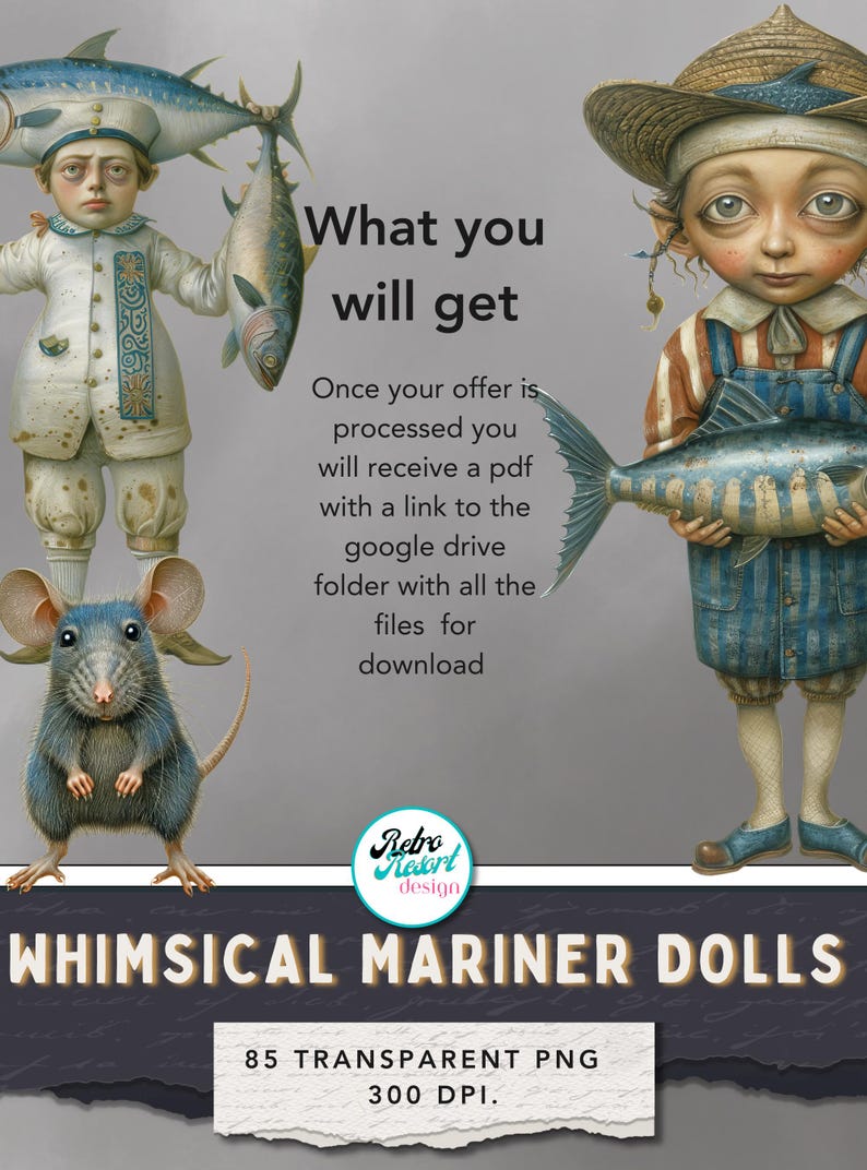 Whimsical Mariner Paper Doll, 85 High Resolution Pngs, Transparent ...