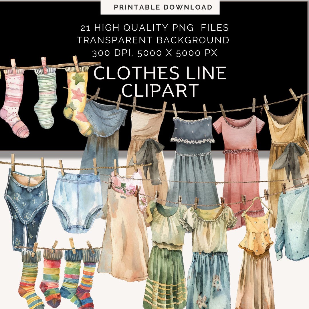 Laundry Clip Art, Png Watercolor, Washing Machine Clipart, Laundry Day ...