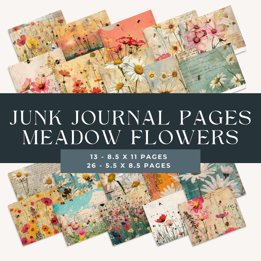 Romantic Wildflowers Printable Paper Shabby Chic Digital| Floral ...