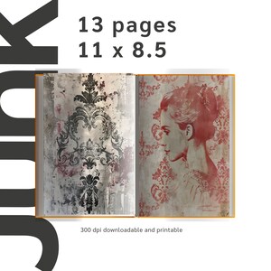Red Journal Pages Digital Download Junk Journal Kit Digital Paper ...