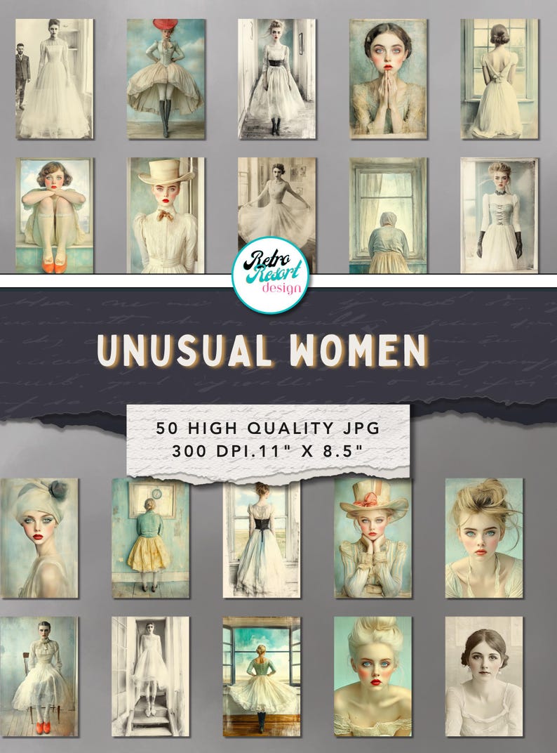 UNUSUAL WOMEN Portraits: 52 Portrait Collage Faces, Peculiar Poses, 3 ...
