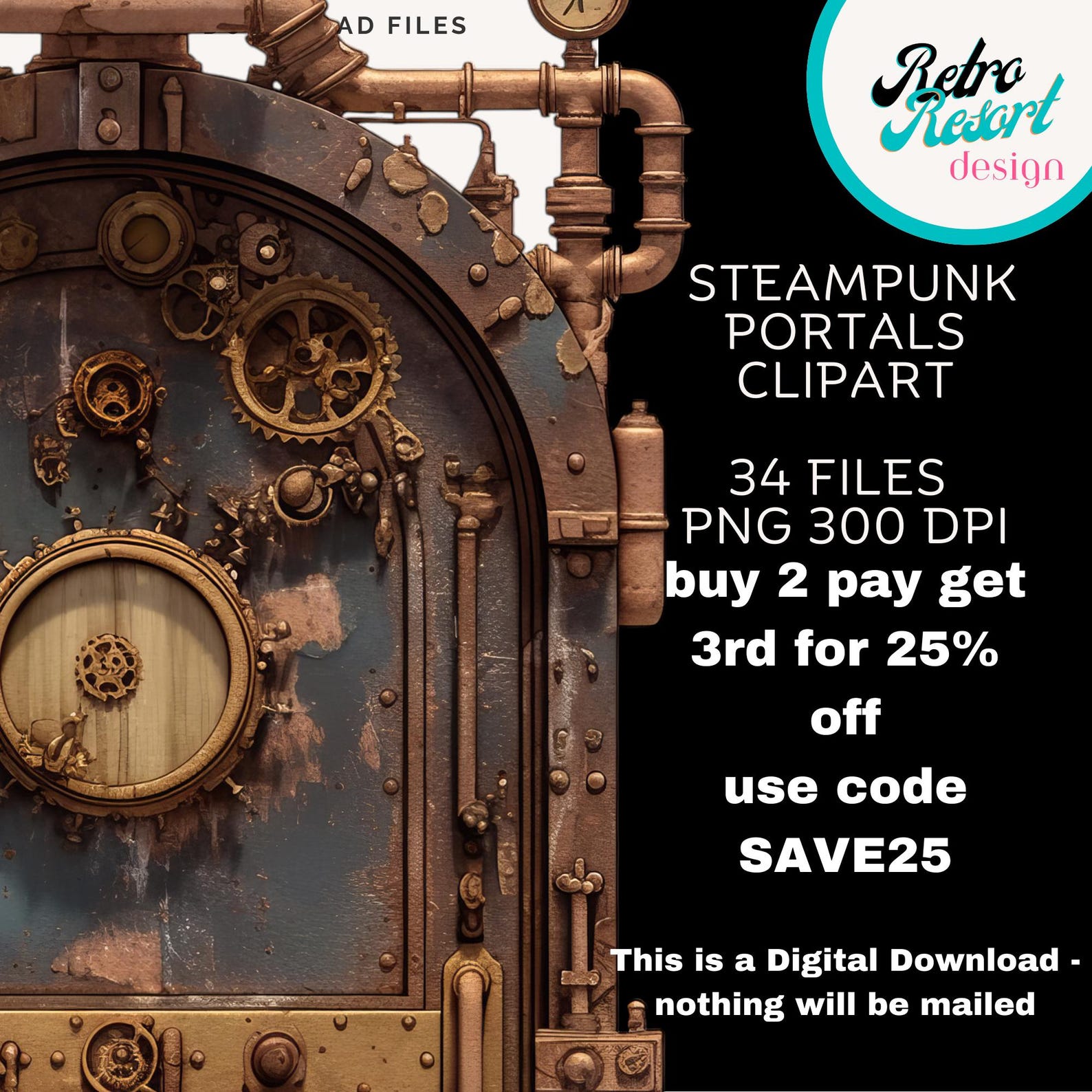 34 Steampunk Portal Clipart, Old Doors, Printable Clipart, High Quality ...