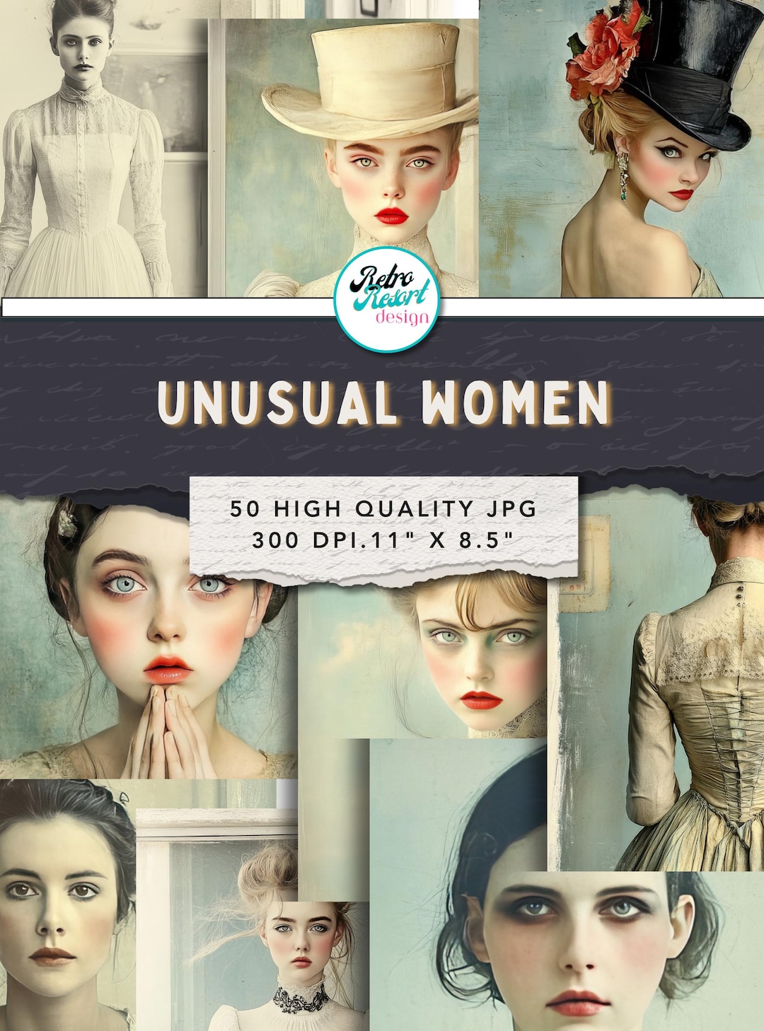 UNUSUAL WOMEN Portraits: 52 Portrait Collage Faces, Peculiar Poses, 3 ...