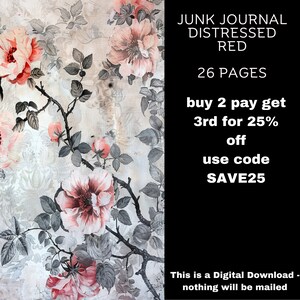 Red Journal Pages Digital Download Junk Journal Kit Digital Paper ...