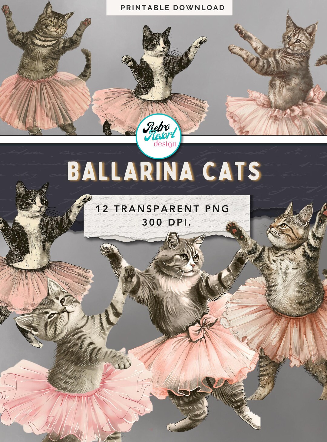 Ballerina Cats Clipart | Ballet Cat Tutu PNG (digital Download) - Etsy