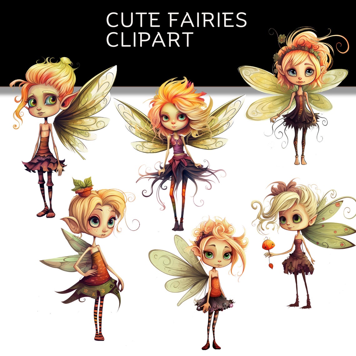 Cute Fairy Clip Art Digital Download Watercolour Fairy commercial Use ...