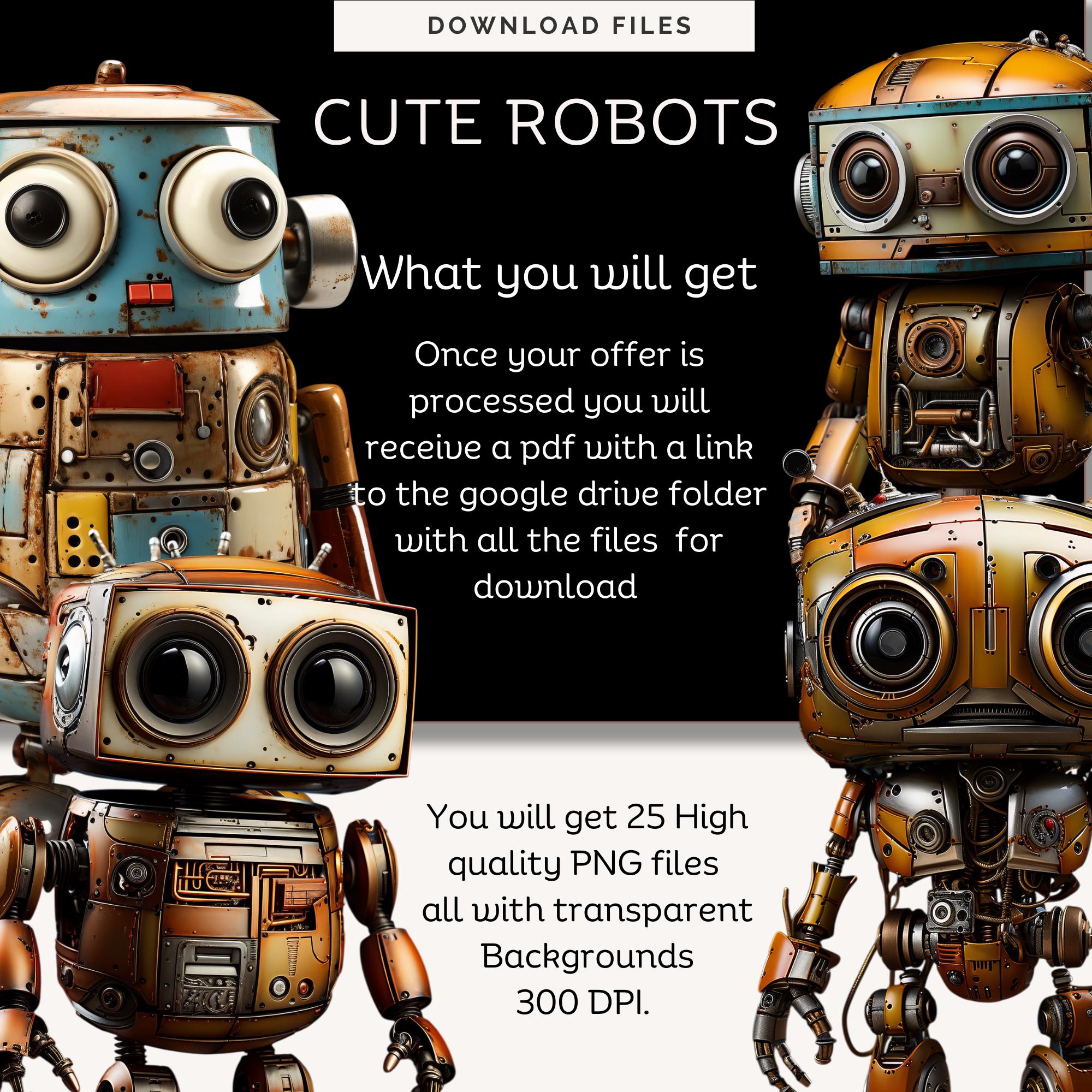 Cute Robots Clipart, 25 Transparent Background Png's, Ideal for Collage ...