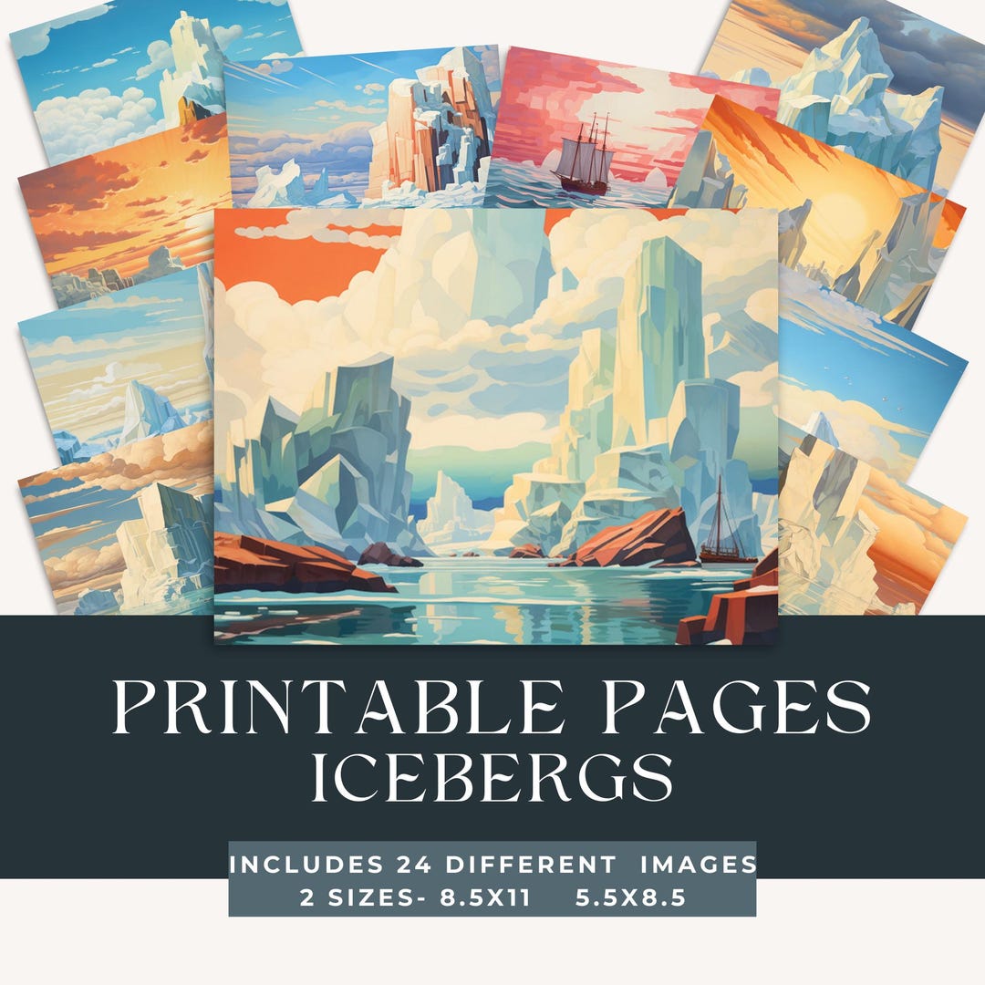 Iceberg Backgrounds | Junk Journal Backgrounds | Distressed Watercolor ...