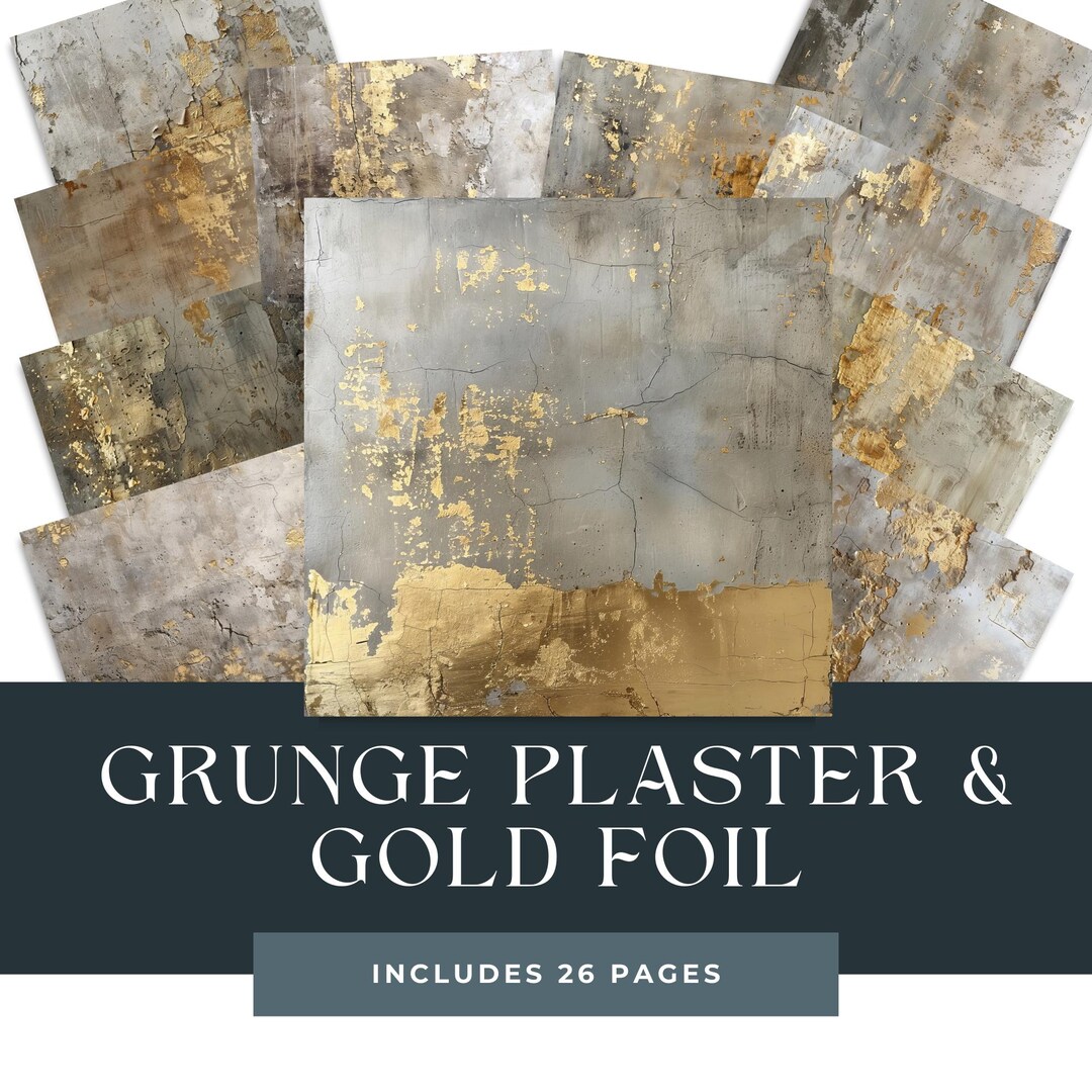 Grunge Plaster and Gold Paper | Distressed Textured | Worn Texture ...
