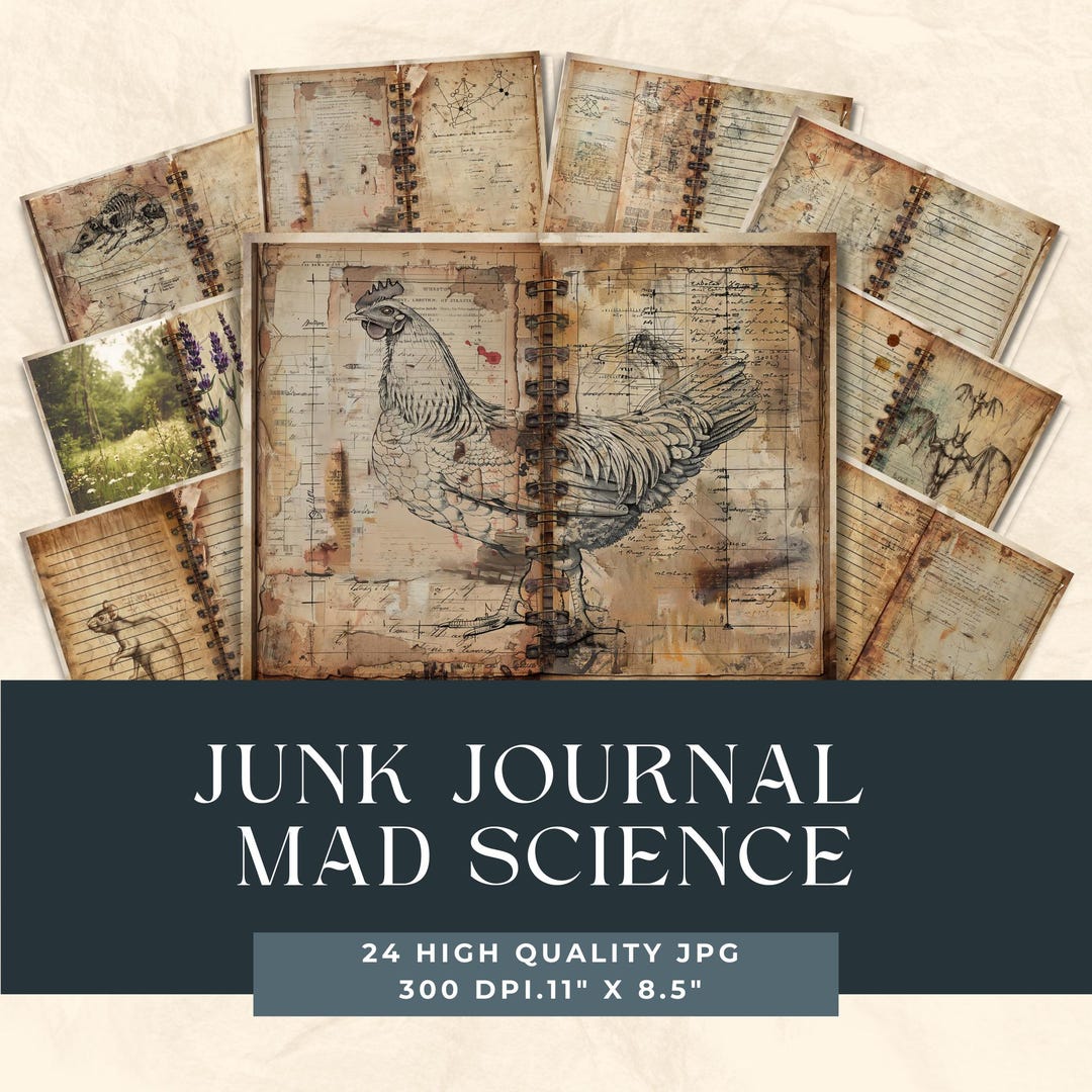 Creepy Mad Science Junk Journal Paper | Gothic Scrapbook (digital ...