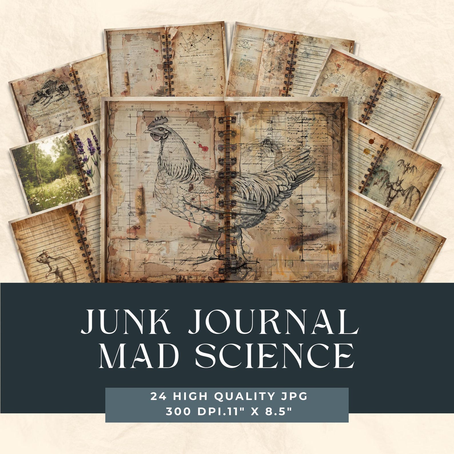 Creepy Mad Science Junk Journal Paper | Gothic Scrapbook (digital ...