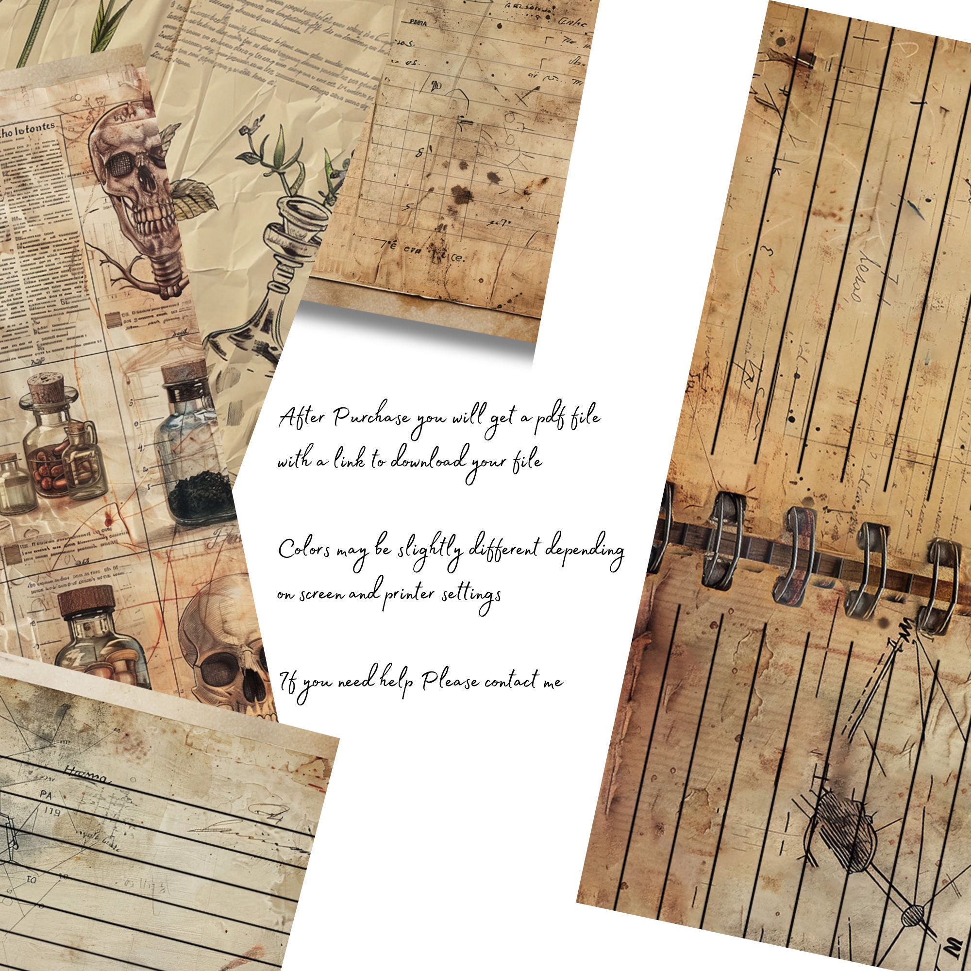 Creepy Mad Science Junk Journal Paper Digital Paper Pack Digital ...