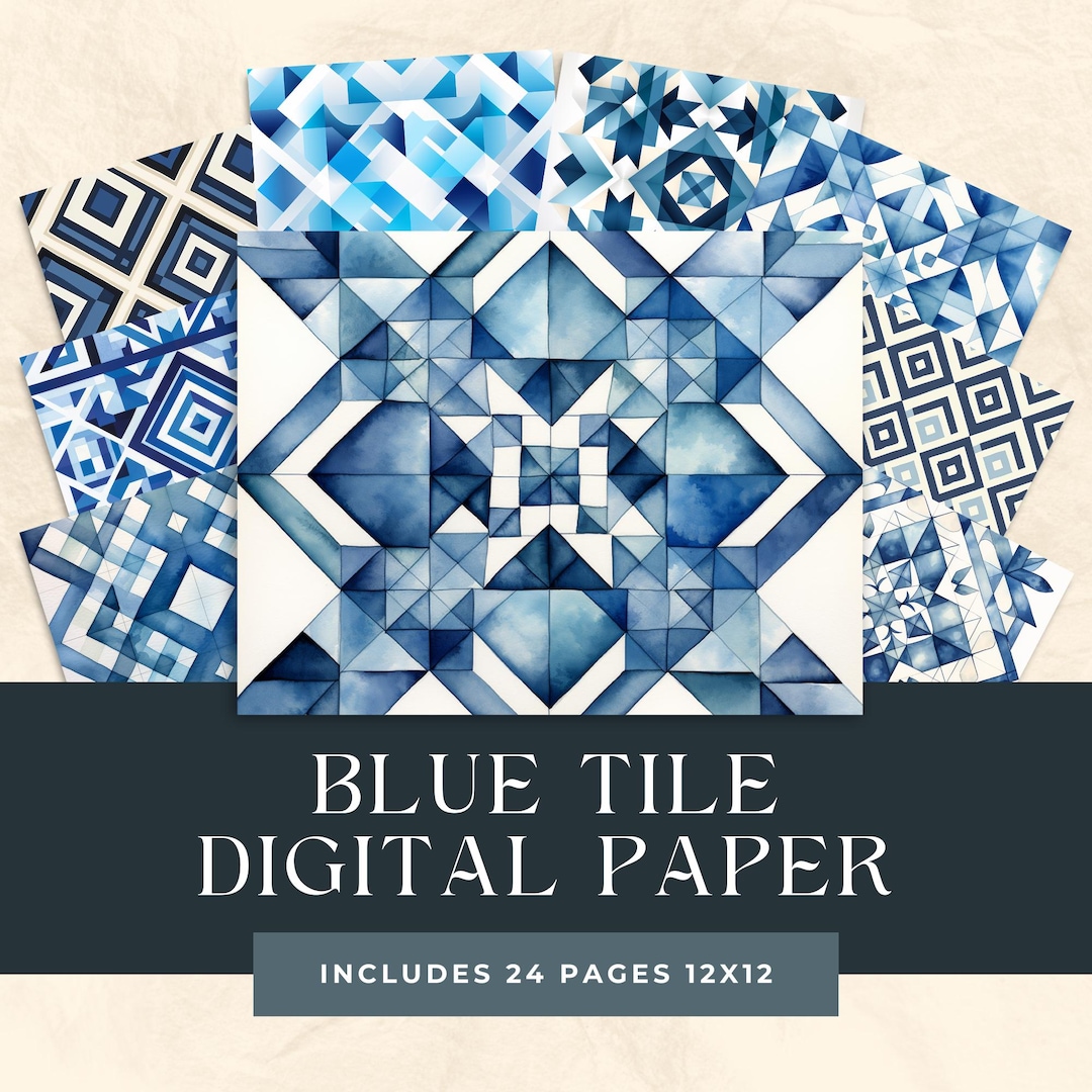 Delft Blue Tiles Seamless Digital Paper, Printable Scrapbook Paper ...