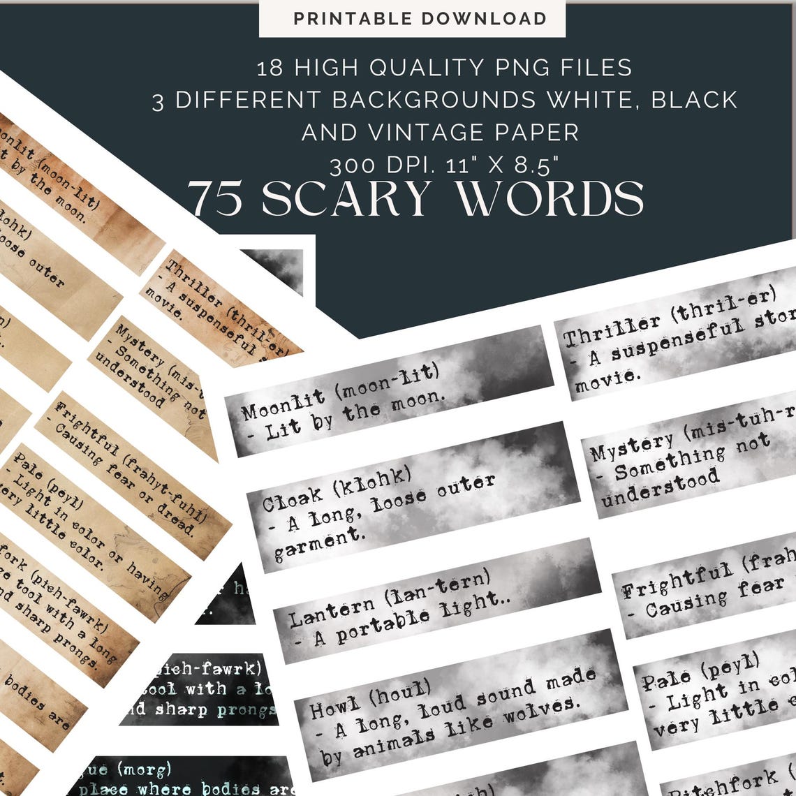 Halloween Phrases | Spooky Junk Journal Words | Digital Words ...