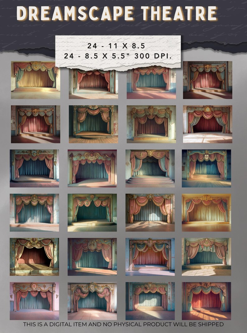 Dreamscape Theatre Printable Paper: 24 Background Pages (digital ...