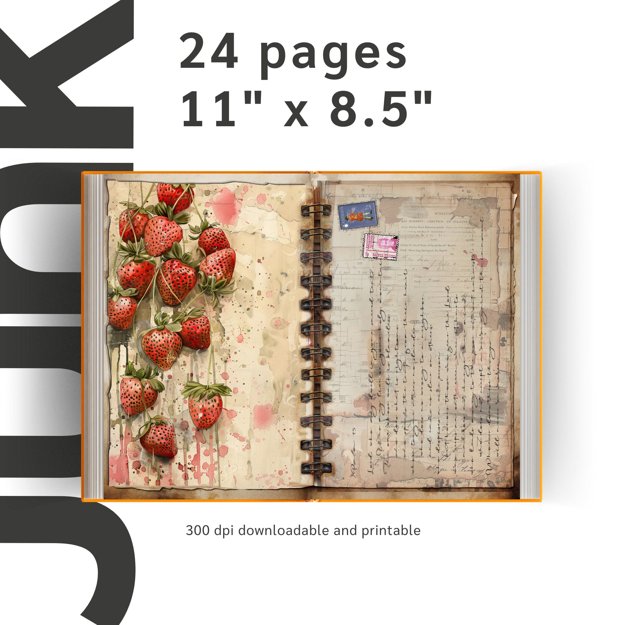 Strawberry Junk Journal Printable strawberry Junk Journal Kit Scrapbook ...
