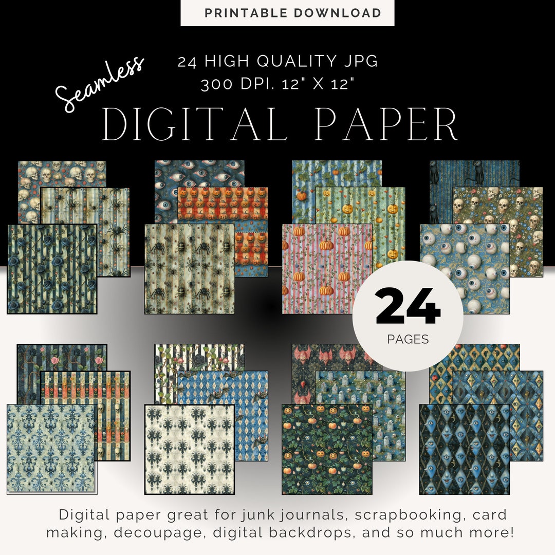 Vintage Halloween Distressed Digital Papers Decorative Halloween ...