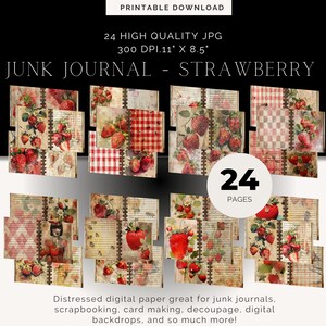 Strawberry Junk Journal | Printable |strawberry Junk Journal Kit ...