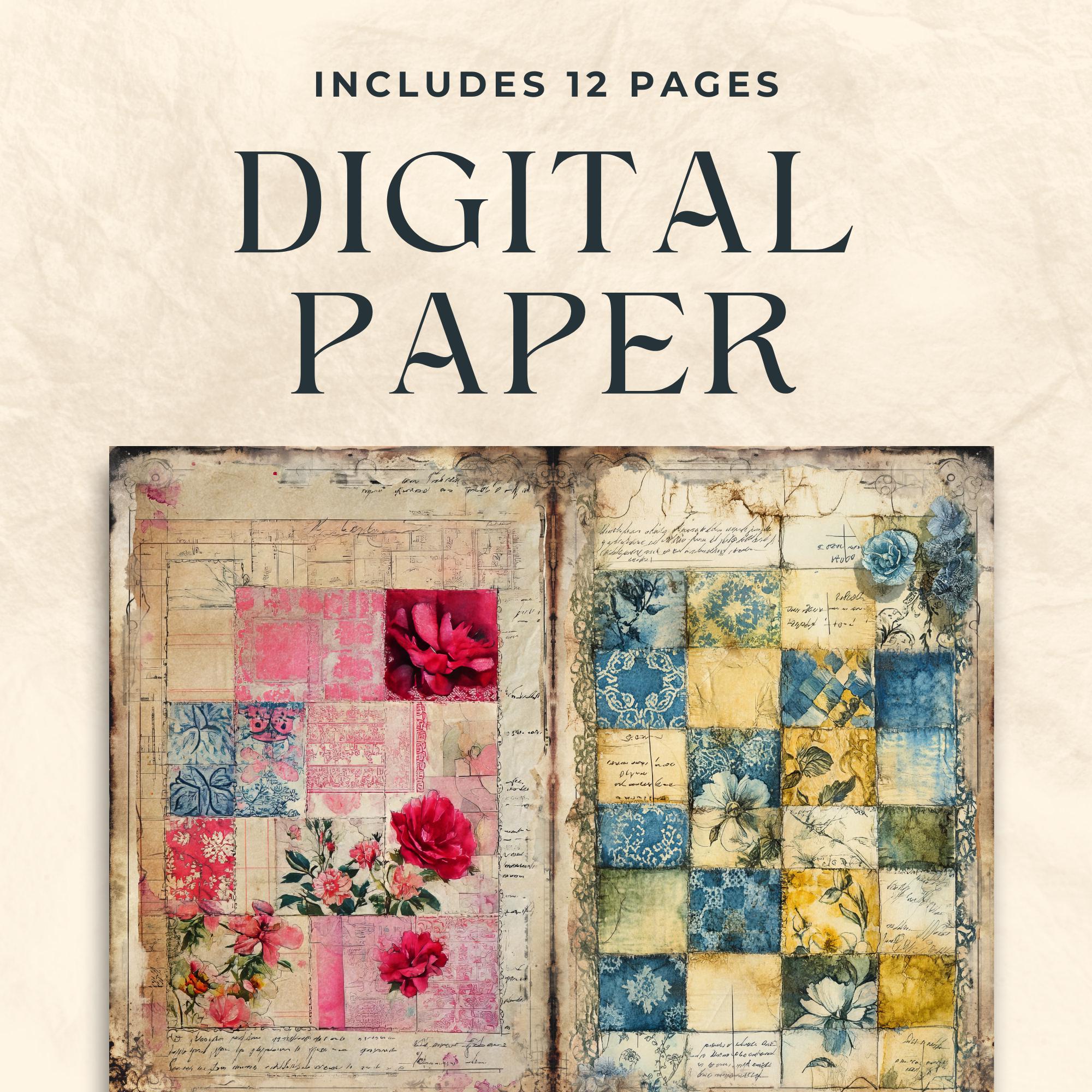 Patchwork Quilt Junk Journal Pages, Quilting Paper, Journal Digital ...