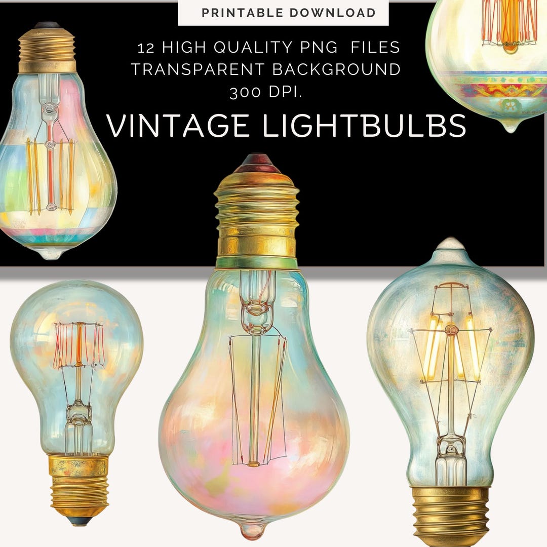 Vintage Lightbulbs | Junk Journal Ephemera | Invitation Graphics ...