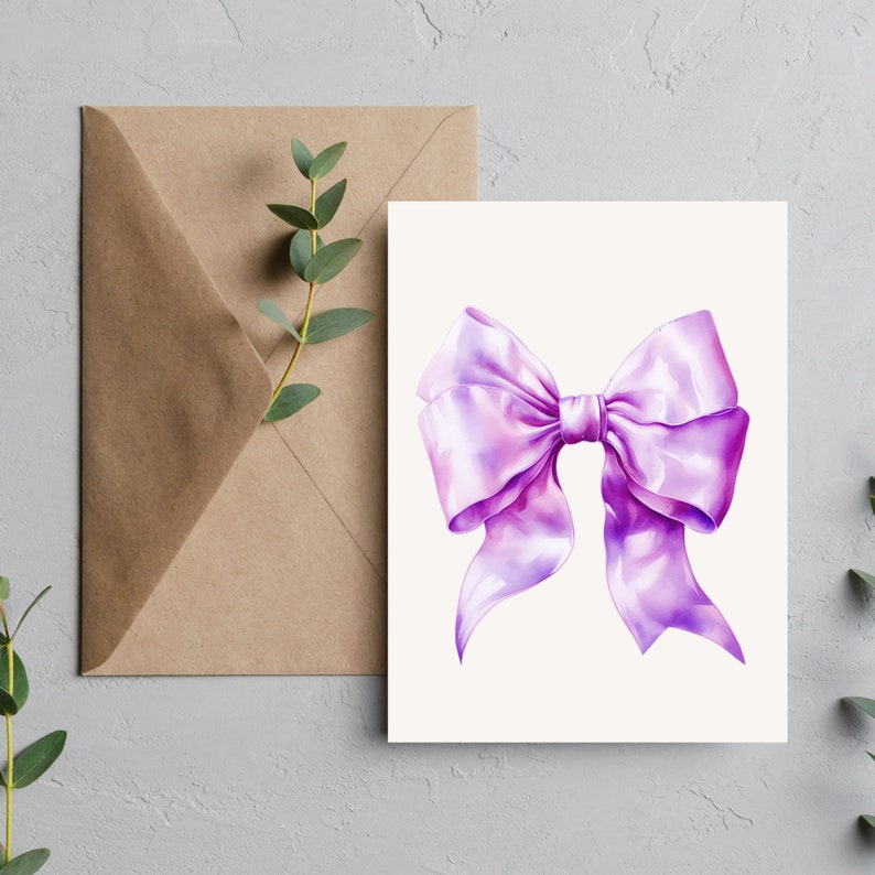 Watercolor Purple Bows lilac Clipart Bow Ribbon Bow Clip Art Gift ...
