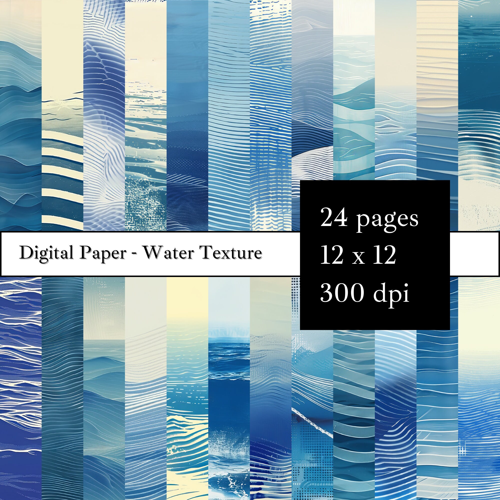 Ocean Waves Instant Download Water Paper Waves Seamless Waves Pattern ...