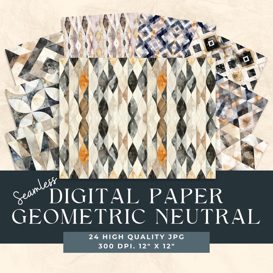 Geometric Digital Paper, Geometric Scrapbook Paper, Digital Paper Pack ...