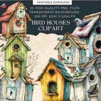 Spring Clipart - Bird Birdhouse Clip Art, Easter Birdies Whimsical ...