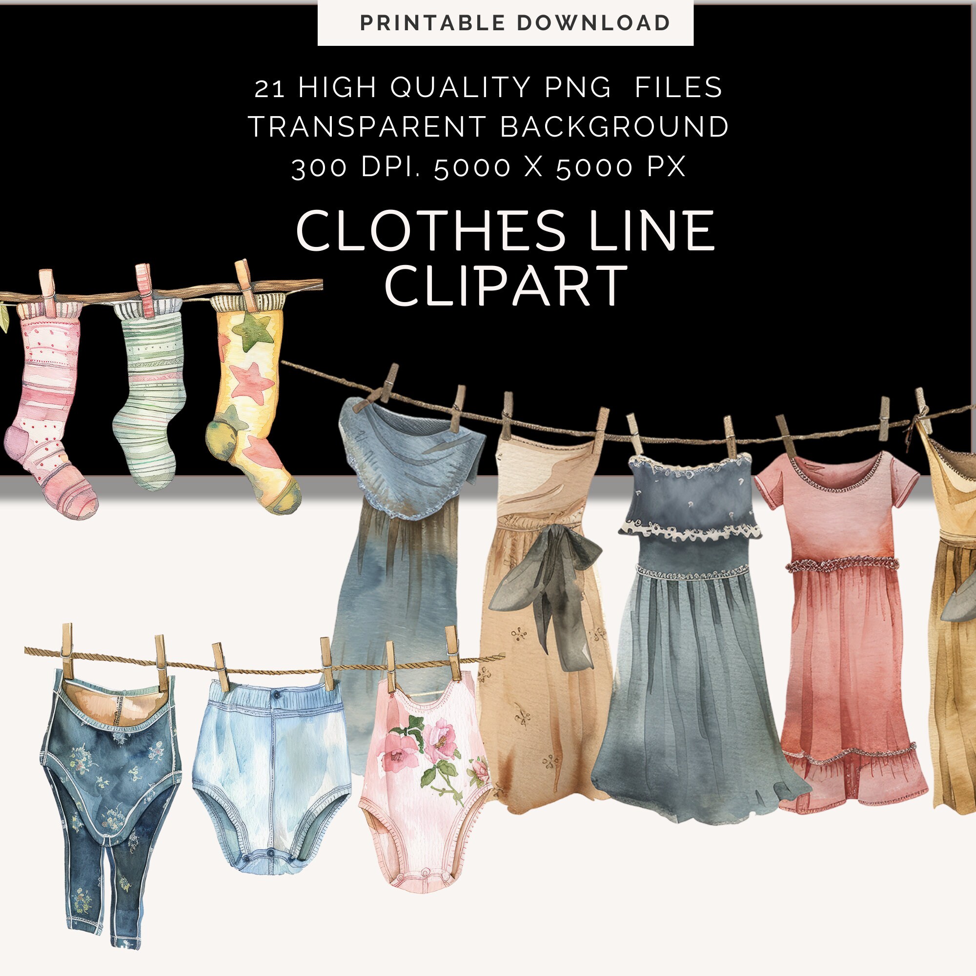 Laundry Clip Art, Png Watercolor, Washing Machine Clipart, Laundry Day ...