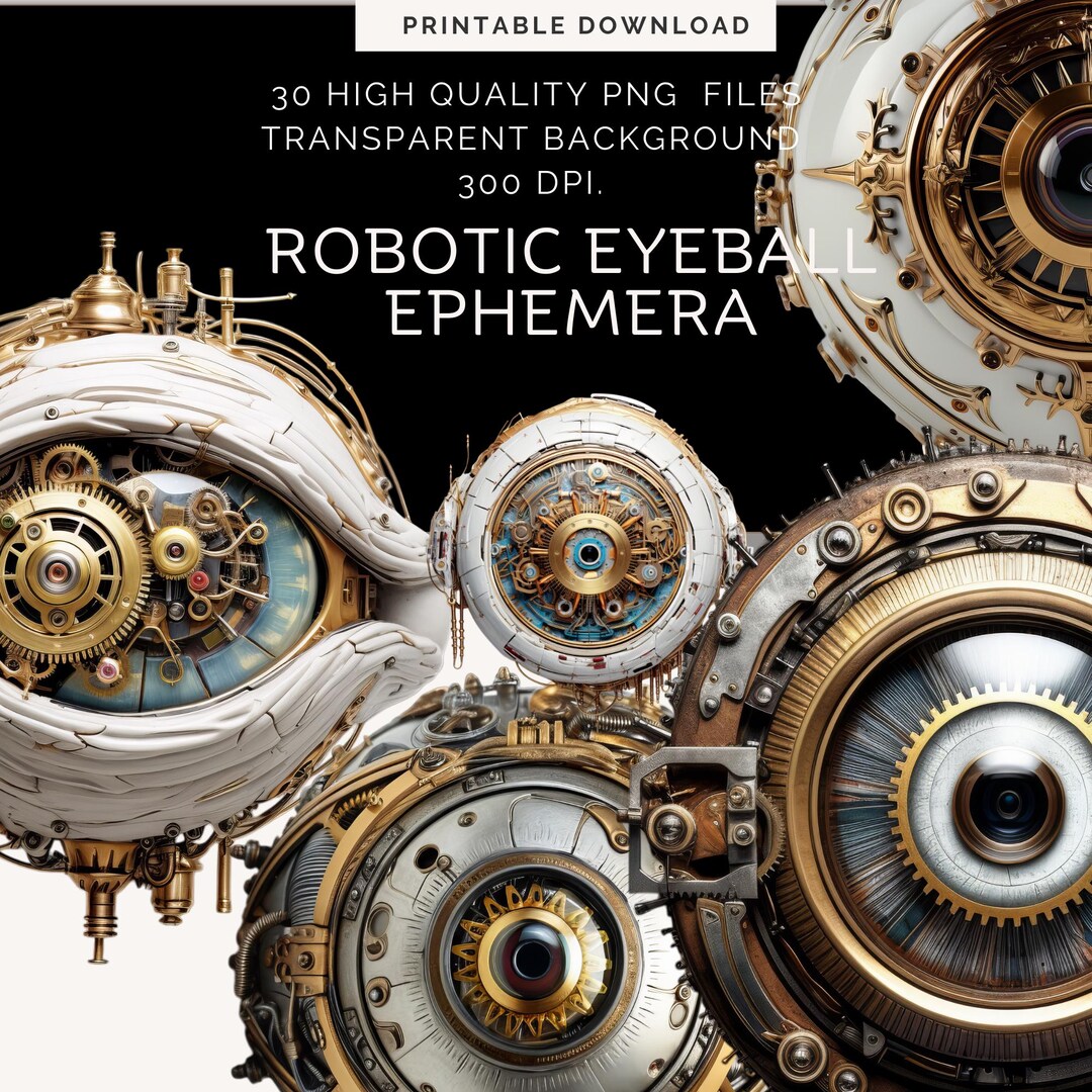 Steampunk Eyeballs Ephemera | Mechanical Collage | Retro Robotics ...