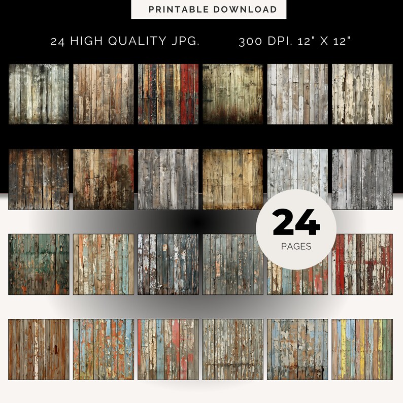 Rustic Wood Digital Background Digital Scrapbook Paper Wooden Texture ...
