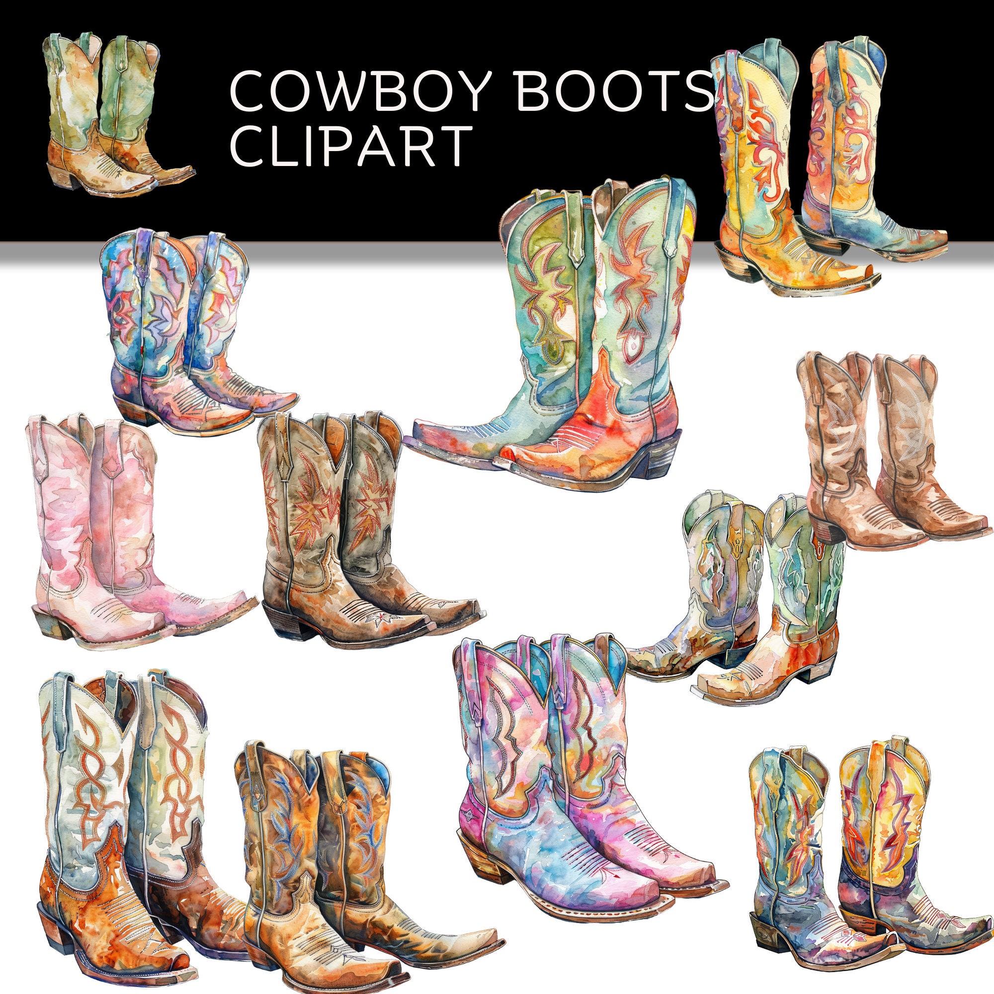 Watercolor Cowboy Boots Clipart Cute Clipart Cowboy Hat Png Cowboy ...