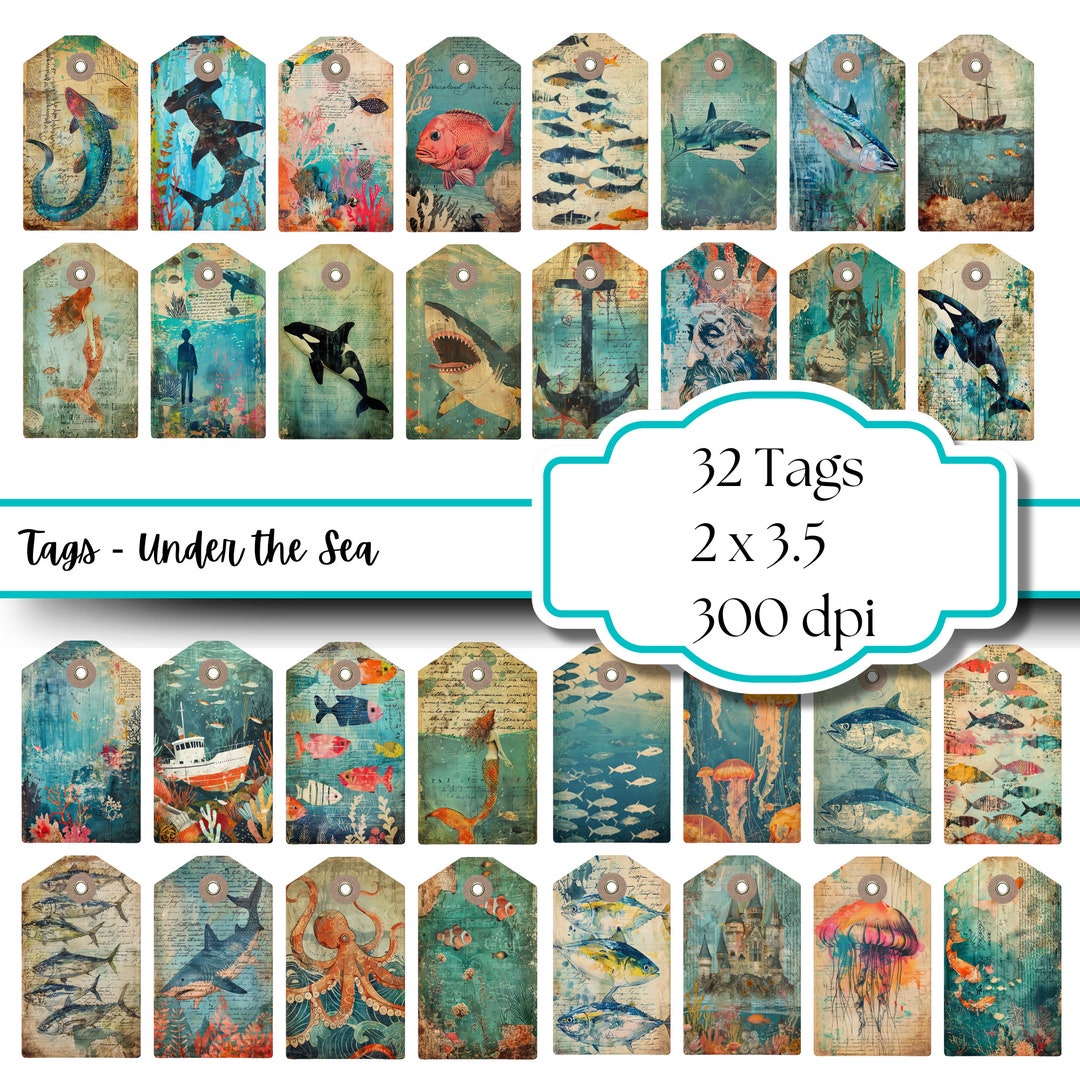 Ocean Journal Tag | Atlantis Printable Tags | Vintage Under the Sea ...