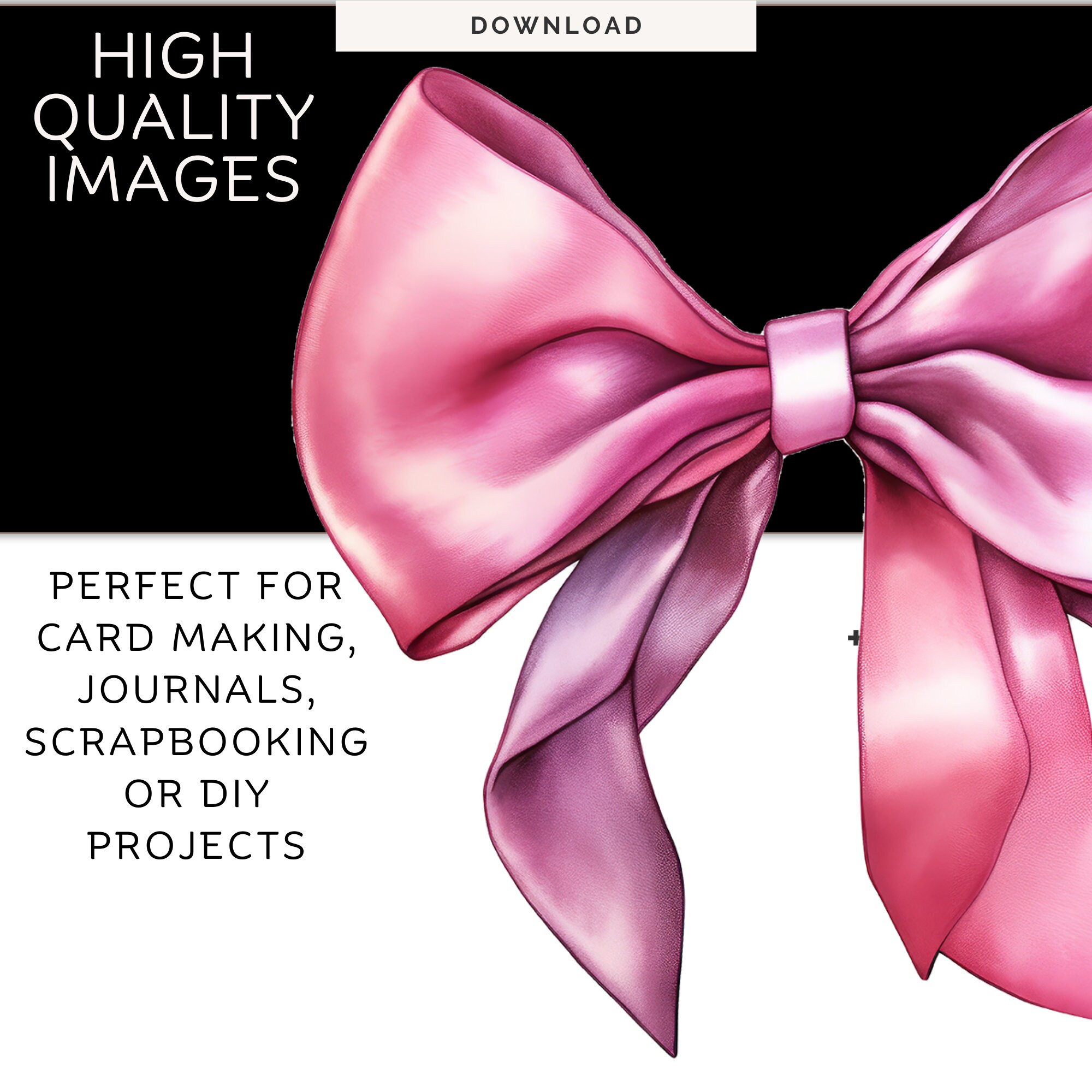 Watercolor Pink Bows Clipart Ribbon Bow Png Silk Bow Bow Frames Clipart ...