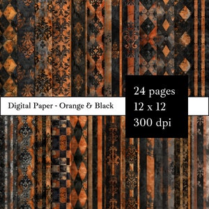 Vintage Halloween Distressed Digital Papers Decorative Halloween ...