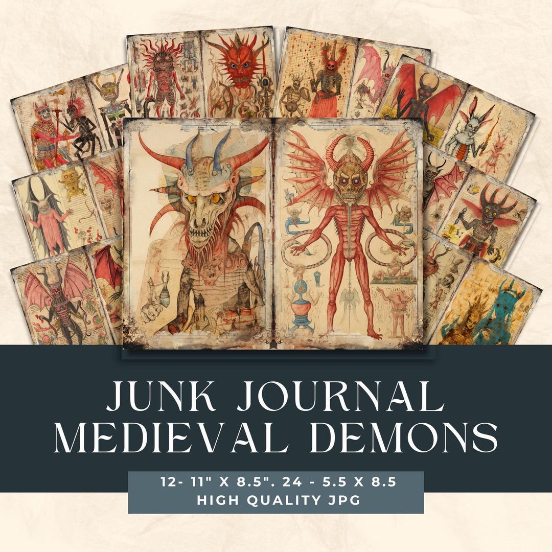 Medieval Demon Junk Journal Pages, Gothic Horror Ephemera (digital ...
