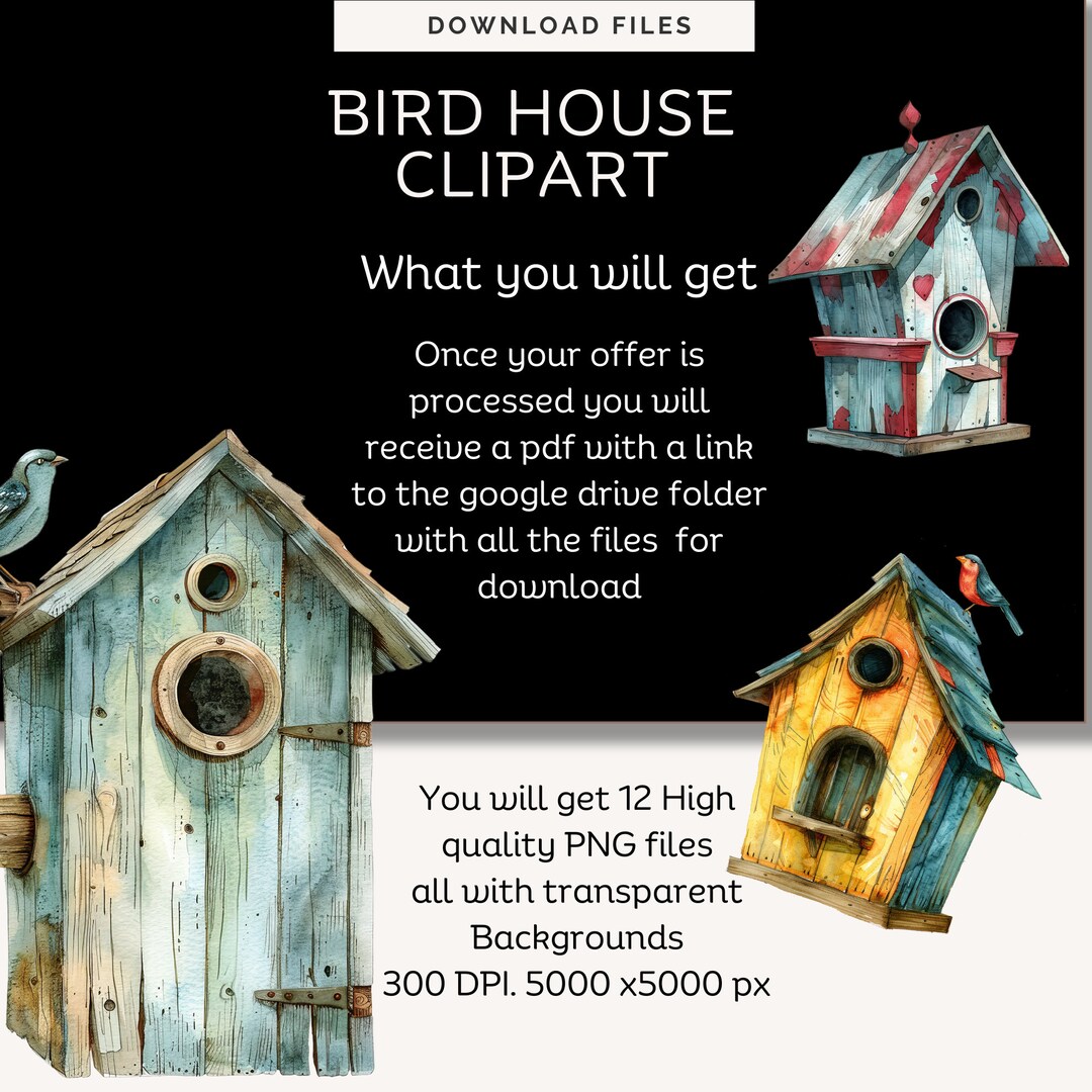 Watercolor Birdhouse Commercial Use instant Download Digital Gift ...