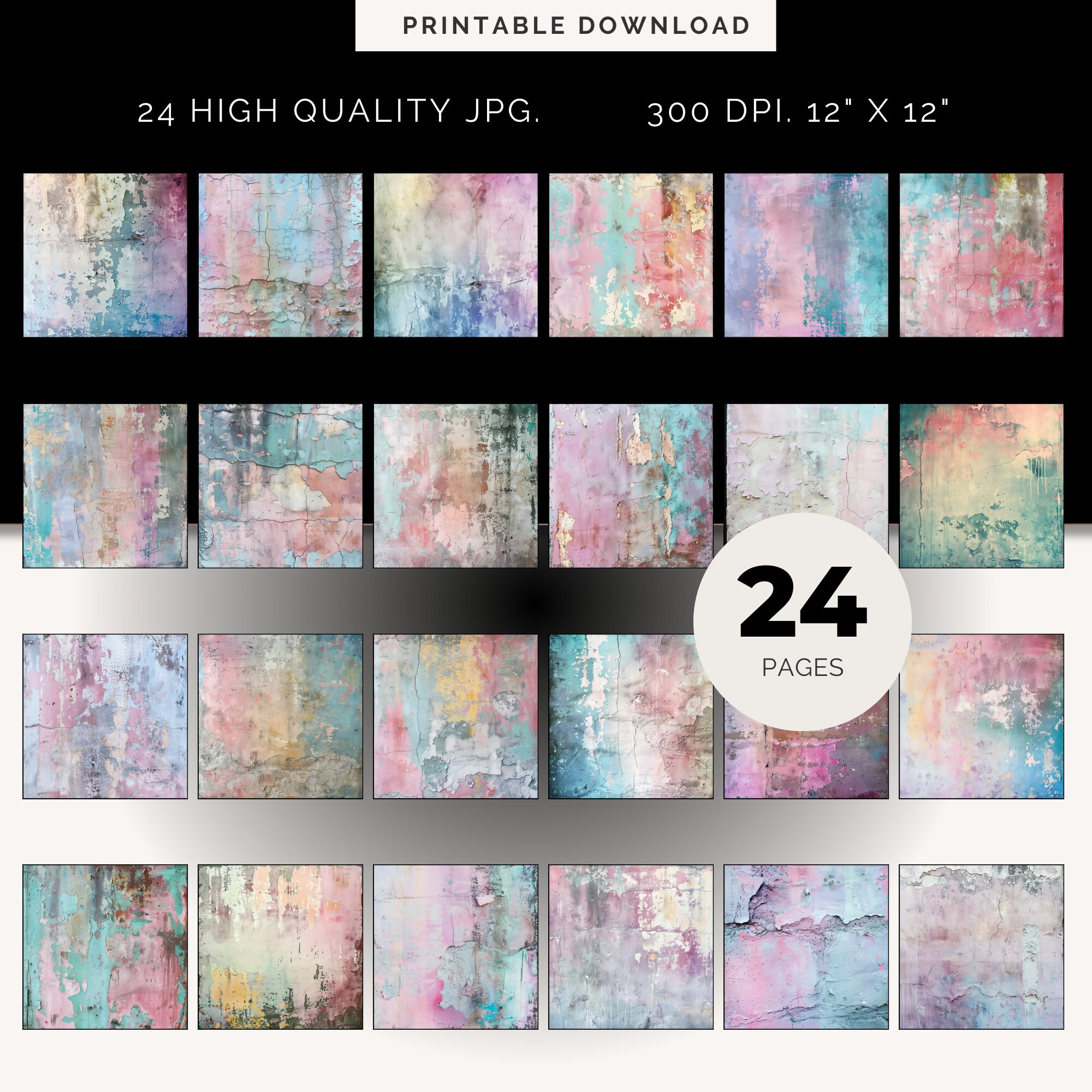 Pastel Grunge Texture Digital Papers background Distressed Pages ...