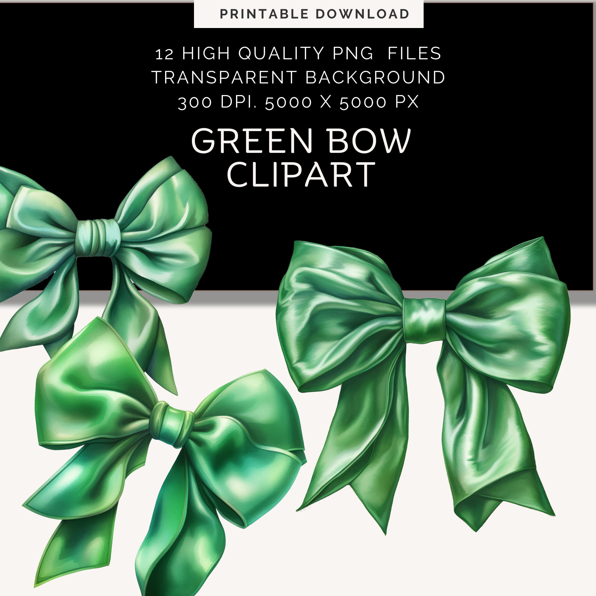 Green Satin Bow St. Pats Bow Lucky PNG digital Download St Patty ...