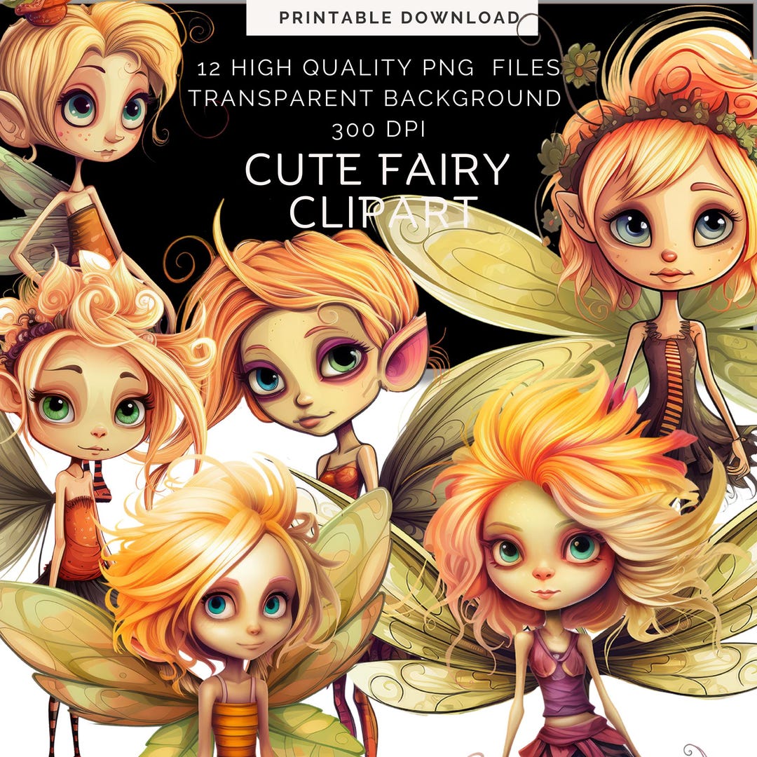 Cute Fairy Clipart | Watercolor PNG, Commercial Use (digital Download ...