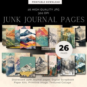 Mountains Junk Journal | Printable Pages | Mountains Junk Journal Paper ...