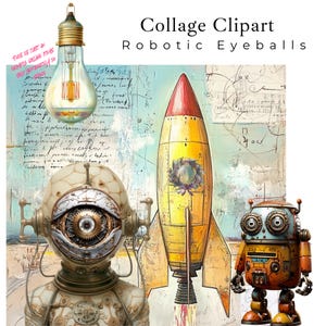 Steampunk Eyeballs Ephemera | Mechanical Collage | Retro Robotics ...